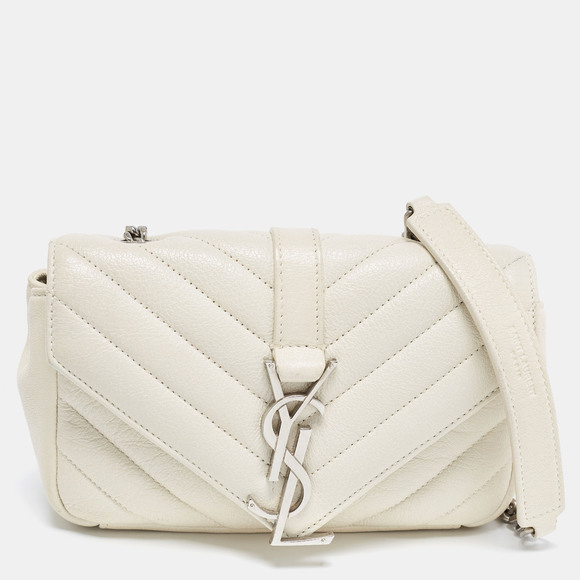 Yves Saint Laurent | Bags | Saint Laurent Off White Matelasse Leather ...